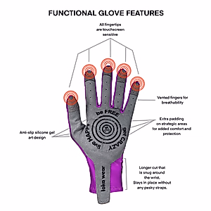 Loka Wear Women MTB Cycling Biking Gloves Full Finger All Finger Tips Touch Screen Breathable Light Weight Padded Audrey - Magenta (Medium)