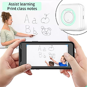 Mini Thermal Printer, Inkless Sticker Printer for Phone, Free Cut Photo Printer Compatible with iOS&Android, Small Pocket Printer for Notes, Study, Children DIY, Blue (8pcs Print Paper+5pcs Sticker)