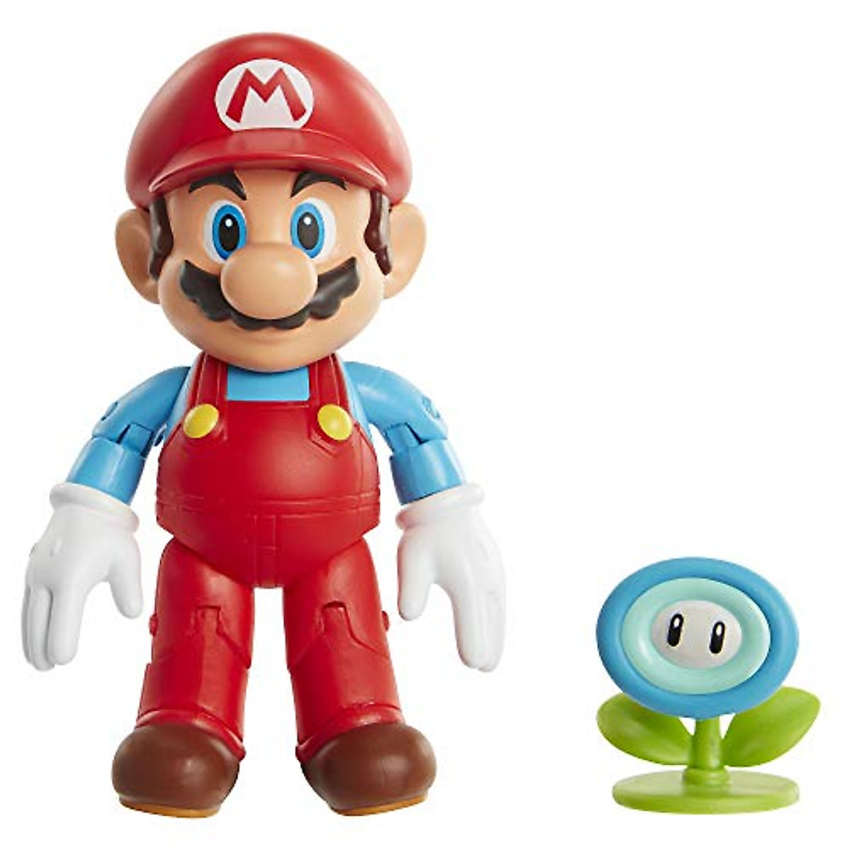 Super Mario Action Figure 4 Inch Ice Mario Collectible Toy with Ice Flower Accessory