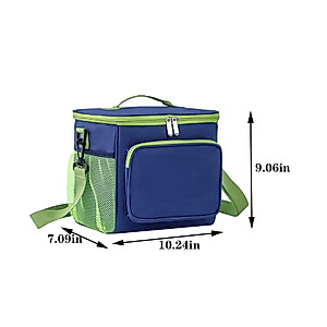 HOMHOLDON Lunch bag for Women and Men,Leakproof Insulated Lunch Box Cooler Tote Bag with Adjustable Shoulder Strap Reusable Lunch Bags for Work, Picnic, Camping, Shopping(Blue&Green)