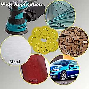 Sackorange 100 Pcs 5-Inch 8-Hole 400 Grits Dustless Hook-and-Loop Sanding Disc Sander Round Sandpaper for Woodworking or Automotive (400 Grits,Pack of 100)