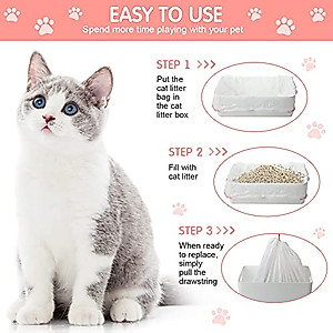 Thenshop 60 Count Litter Box Liners 36'' x 18'' Jumbo Cat Pan Liners Drawstring Cat Supplies Extra Large Disposable Cat Litter Bags Cat Box Liners for Trash Waste Easy Cleaning Litterbox Tidy()