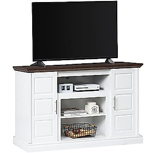 IDEALHOUSE Farmhouse Modern TV Stand, 58 x 15.7 x 33.8 inches, White