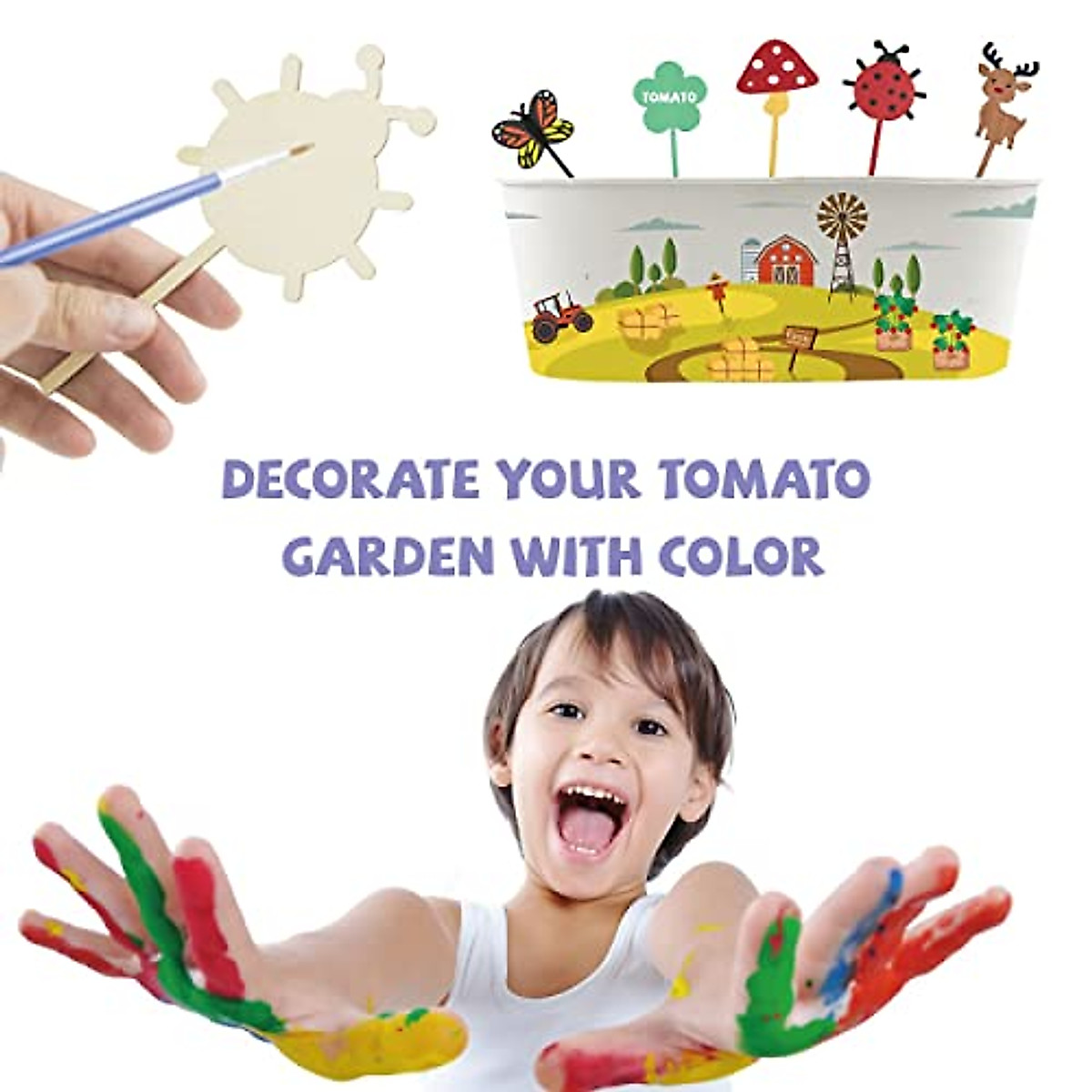 Paint and Plant Tomato Garden Kit for Kids - Complete Indoor Growing Gardening Set with Tomato Seeds for Kids to Plant by Grow Margo