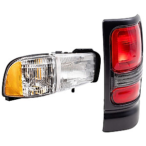 Brock Replacement Set Headlights with Corner Lamp and Tail Lights Smoked Back Up Lens
