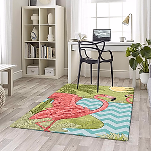 Flamingo Pink Area Rug,Summer Door Mat Flamingo,Tropical Flamingo Carpet for Classroom for Living Room Bedroom Anti-Skid Flamingo Rug Carpet Floor Mat Kitchen Rugs, Flamingo Gifts