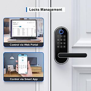 Smart Lock, Keyless Entry Door Lock, Fingerprint Door Lock, Digital Door Lock, Smart Lock for Front Door, Bluetooth Electronic Door Lock (Powered by Sifely)