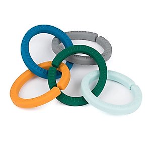 Bella Tunno Happy Links - Baby Montessori Silicone Links and Soft Silicone Baby Toys, Developmental Toys for Playing, Teething, Gross Motor Skills, Color Recognition and More, Modern Earth (SL02)