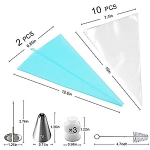 Weetiee Cake Decorating Supplies Tips Kit – [Numbered] 42PCS Piping Tips and Bags Set with Storage Case, Icing Spatula, 12 Pastry Piping Bags, 3 Couplers, Cleaning Brush - Baking Supplies for Cupcakes