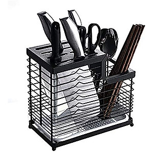 XJXJ Household Knife Holder Kitchen Shelf Tool Storage Rack Drain Tray Kitchen Appliances Chopsticks Box Wallmount kitchen knife sets