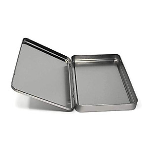 (2 Pack) Tin Container, Large (7.25" x 5.25" x 1") by Crafftin - Hinged, Metal Rectangular tins for Crafts, Survival Supplies, Kitchen Storage, and General Organization