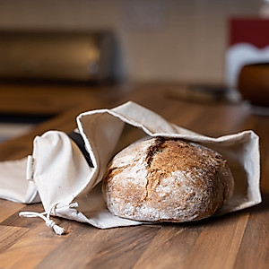 2 X Bread Bags for Homemade Bread - Plastic Lined, Reusable Linen Cloth Saver Bag For Sourdough & Homemade Bread Storage - 17" x 13" XL