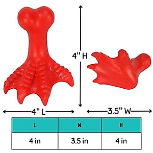 Dog Toy Topia Dog Toys ∣ Dog Toys for Aggressive Chewers ∣ Soft Rubber Dog Toys ∣ Soft Texture Foot Dog Toys for Large Dogs & Squeak Chicken Foot Toys, Red, Pack 1