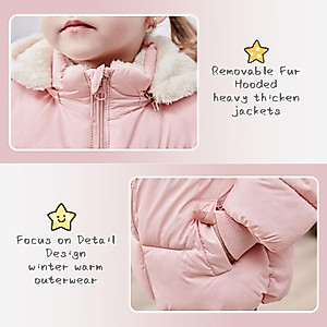 TUONROAD Toddler Coats for Girls 24 Months Baby Winter Puffer Jackets 2T 3T Kids Thicken Fleece Down Alternative Clothes 2 3 Years Cute Princess Birthday Dressing Up Zipper Hoodies Sweatshirts