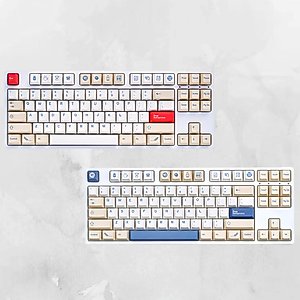 ZMX Soy Milk Custom Keycaps,136 Keys PBT Dye-Heat Sublimation Cherry Profile Personalized Keycaps Set for MX Switch Compatible with Mac Windows PC Mechanical Gaming Keyboard
