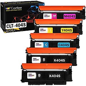 Cartlee 5 Compatible Toner Cartridges Replacement for Samsung CLT-K404S CLT-C404S CLT-M404S CLT-Y404S (2 Black, 1 Each Color) 404s 404 Xpress SL-C430W SL-C480FW SL-C480W c430 y404 k404 c480 Express