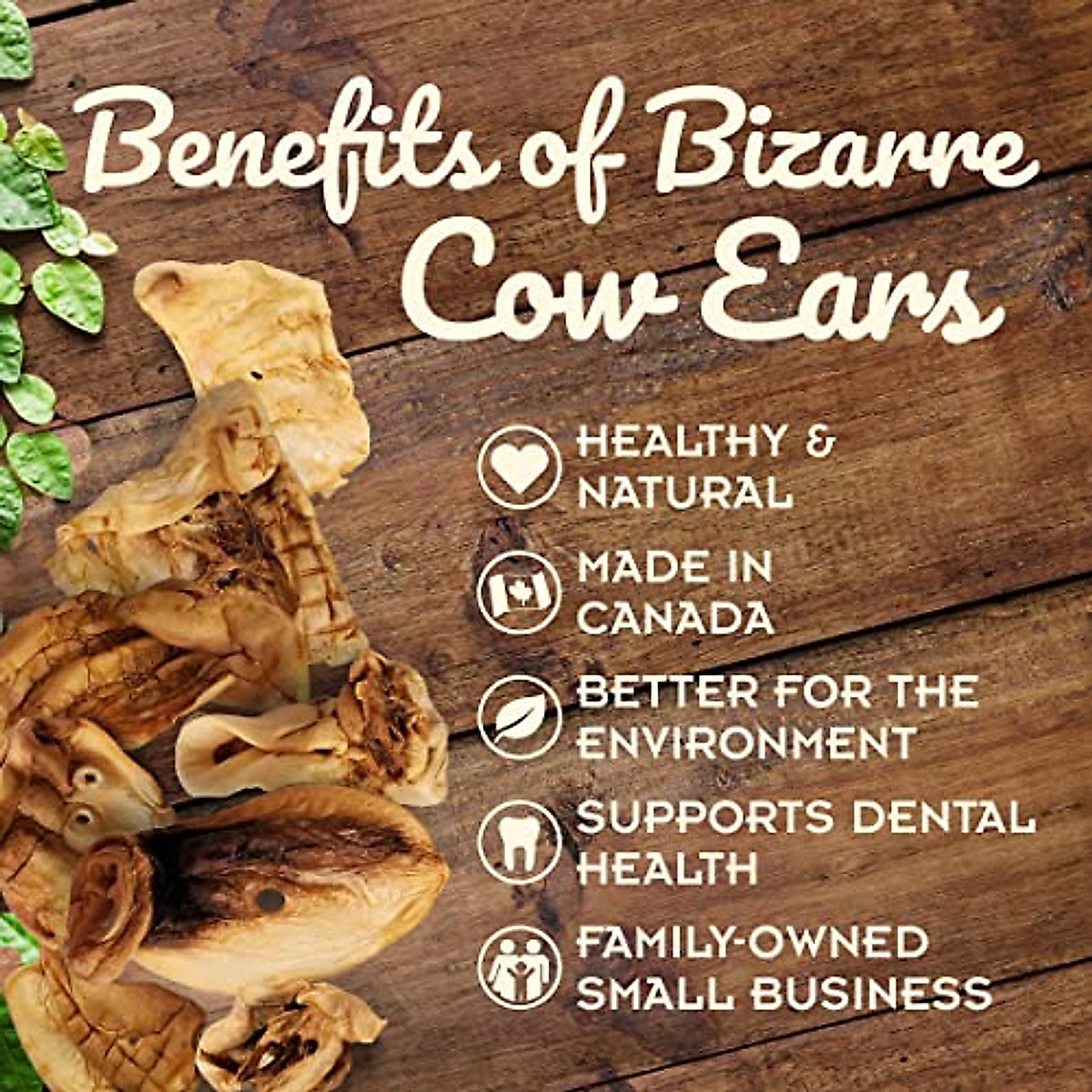 Pawstruck Natural Bizarre Cow Ears for Dogs, 1.5 lb Rawhide Free Bargain Bag, Low Fat and High Protein Dental Chews for All Breeds, Digestible Beef Treats, Calming Treat Dog Chews