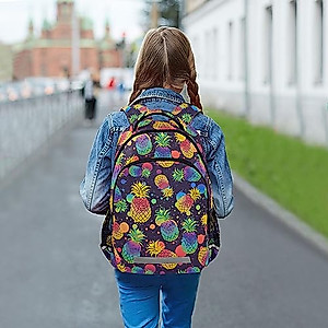 JHKKU Backpack Colorful Pineapples School Bags Teen Personalized Bookbag, Casual Shoulders Bag Lightweight Travel Laptop Backpacks for Boys Girls