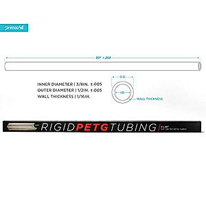 PrimoChill 1/2in. Rigid PETG Tube 30in. - 6 Pack - Clear