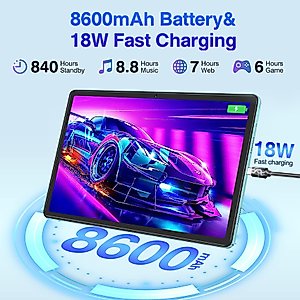 DMOAO Tablet 11 inch Android 13 Tablet 2023 Latest 16GB+256GB Tablets with 1TB Expand, 2000 * 1200 2K Display, 13MP Camera, 8600mAh, Quad Speakers, Split Screen (Gray with Advanced Keyboard, Mouse)