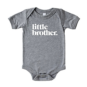 Olive Loves Apple Little Brother Bodysuit for Baby Boys Sibling Outfits Granite Heather Bodysuit Newborn