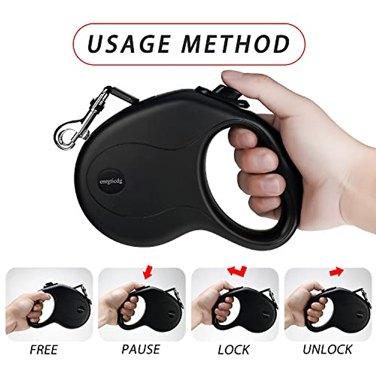 enrgticdg 16Ft Retractable Dog Leash,Light Weight Leash for Small to Medium Dogs/Cats Up to 50lbs,Strong Nylon Tape, Tangle Free, One-Handed Brake,Simple, Practical and Comfortable.