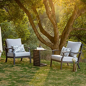 LebenLiebe Outdoor Patio Furniture Sets Outdoor Sofa Set All-Weather 2 Pieces Single Sofa Chair with Thick Cushions Aluminum Armchairs,Dark Grey