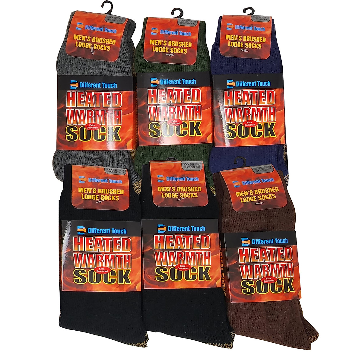 6 pairs Packs Thermal Lodge Socks for Men and Women, Heated Winter Non-Skid Boot Socks, Insulated for Cold (as1, numeric, numeric_10, numeric_13, regular, regular, Assorted Copper, 10-13)