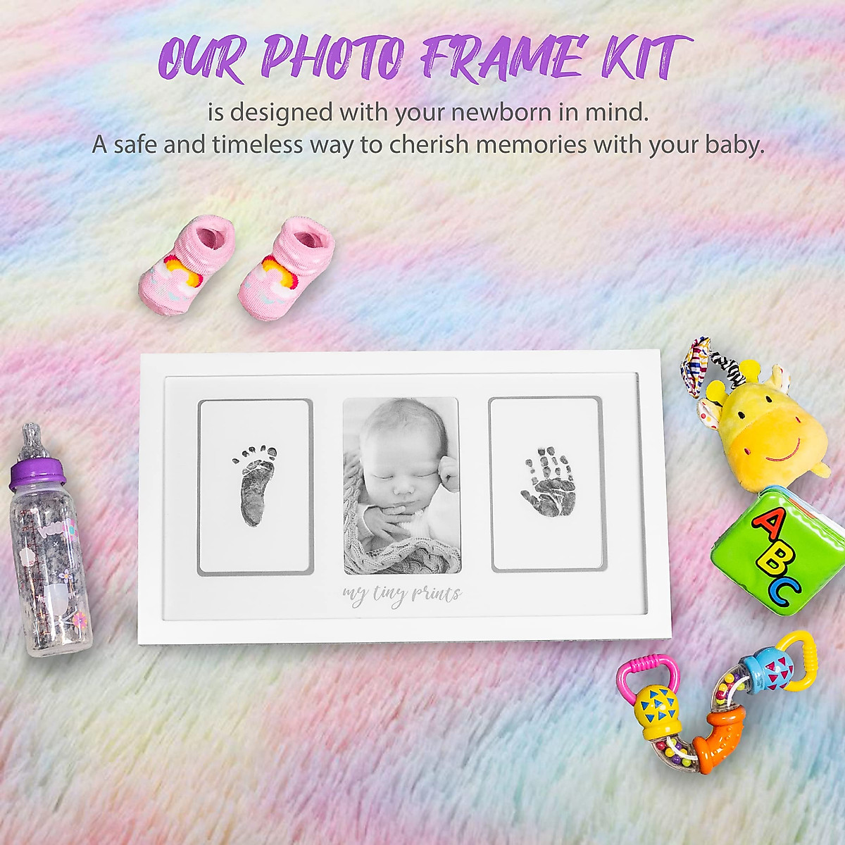Felt Like Sharing Baby Hand and Footprint Kit, White Frame, Baby Footprint Kit