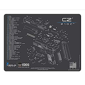 EDOG CZ 10 C0c Gun Cleaning Mat - Schematic (Exploded View) Diagram Compatible with CZ10C Series Pistol 3 mm Padded Pad Protect Your Firearm Magazines Bench Surfaces Gun Oil Solvent Resistant