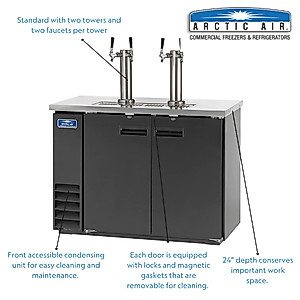 Arctic Air ADD48R-2 49-Inch Double-Tap Direct Draw Draft Beer Cooler/Dispenser/Kegerator, Black, 115v