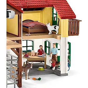 Schleich Farm World — Large Farm House, 97-Piece Toy Farm House with 3 Rooms, Farmer Figurines and Multiple Animal Toys with Accessories, Farm Toys for Boys and Girls Ages 3+