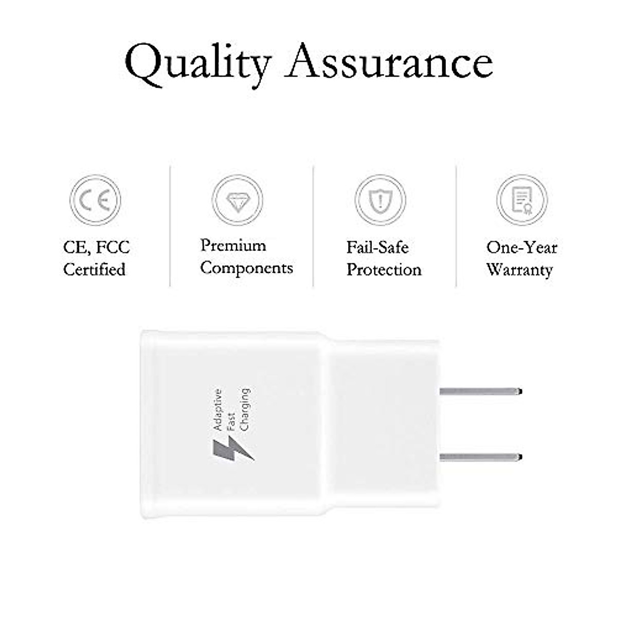 Galaxy S7 Adaptive Fast Charging Wall Charger Kit Set with Micro 2.0 USB Cable, Compatible with Samsung Galaxy S7/Edge/S6/Note5/4/S3 (White)