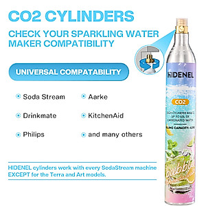 CO2 Cylinder for Soda Maker - 60 L CO2 Exchange Carbonator & Sparkling Water - Carbonates Any Drink - Threaded Cylinders (1PCS)