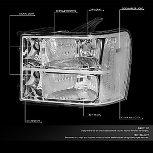 DNA MOTORING HL-OH-GMCSIE07-CH-CL1 Pair of Chrome Housing Headlights Compatible with 07-13 GMC Sierra 1500/07-14 Sierra 2500 HD 3500 HD