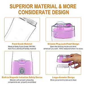 Portable Blender Personal USB Rechargeable Juice Cup for Smoothie and Protein Shakes Mini Handheld Fruit Mixer 13Oz Bottle for Travel Gym Home Office Sports Outdoors Chic Pink