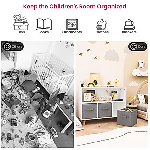 AWQM Kids Bookshelf with 3 Drawers, Toy Storage Organizer, Multi-Functional Cabinet Organizer for Playroom, Nursery and Bedroom, Gray