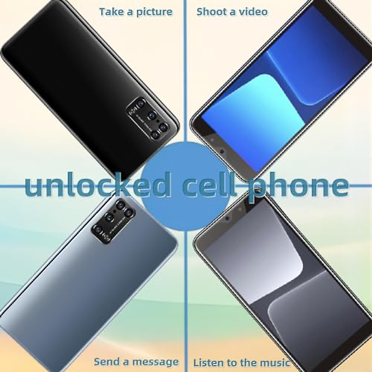 aderroo 1G RAM 4G ROM，Y300 Android Smartphone, 5.72-inch Screen，Front and Rear Cameras，Only Supports Dual SIM Card Frequency Band of 3GWCDMA：850/1900/2100MHZ, Unlocked Cell Phone（Blue）