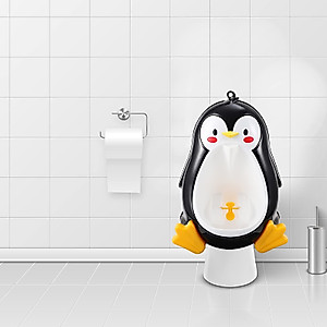 Boy Pee Potty with Aiming Potty Training Urinal Penguin Training Urinal Boy Urinal Toddler Pee Trainer Toilet Bathroom Funny Baby Training Potties (Black)