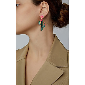 BVGA Metal Dangle Earrings for Women Statement Cactus Strawberry Palm Leaf Monstera Drop Dangle Earrings Fashion Jewelry
