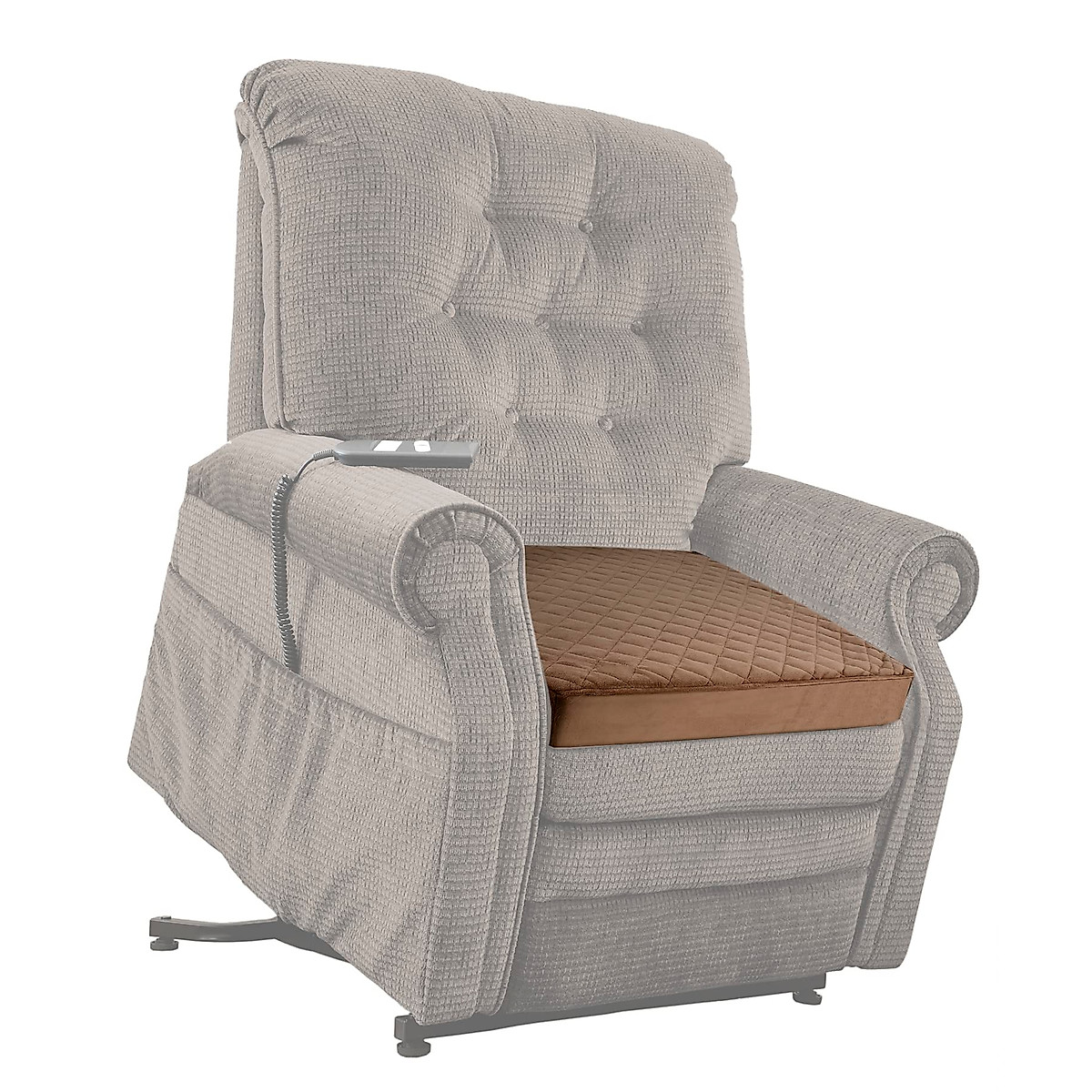 COMFORTANZA Large 20x20x3 Inches Memory Foam Square Thick Non-Slip Chair Seat Cushion for Recliners, Armchairs, Couches - Floor Cushion - Sciatica, Tailbone Pain & Pressure Relief - Soft - Brown