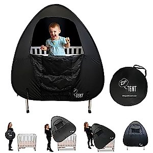 ZZZ Mini Crib Sleeping Canopy Cover Instant Tent – Great at Home and Travelling - Compatible with Dream On Me, Delta, Davinci & Graco Travel Crib & Others… Portable and Patented - Black