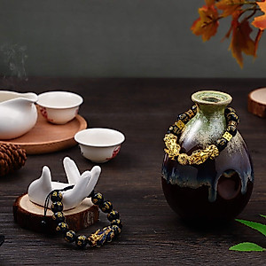 Hicarer 4 Pieces Feng Shui Bracelet Necklace Set for Women Men, Wealth Bracelet Good Luck Necklace Pi Xiu Pi Yao Bead Bracelet Adjustable Friendship Charm Bracelet Jewelry