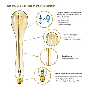 Beilf Decorative Oversized Edison Light Bulbs with E26 Base, Amber Glass, 4W Warm White 2200K, Dimmable, Large Led Filament Specialty Light Bulbs for Decorating Your Home