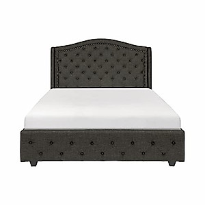 Lexicon Morris Upholstered Panel Bed, Cal King, Charcoal
