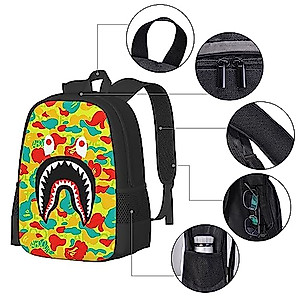 AIRPO Casual Camo Shark Backpacks Camouflage Large Capacity Laptop Daypack Lightweight Multiple Backpack Travel Shoulders Bag For Women Men