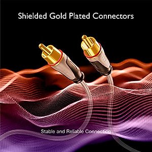 TNP Digital Audio RCA Composite Video Coaxial Cable (35 Feet) Gold Plated Dual Shielded RCA to RCA Male Connectors AV Wire Cord Plug for S/PDIF Home Theater, HDTV & Hi-Fi Systems (Black)
