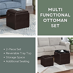 Convenience Concepts Designs4Comfort Park Avenue Single Ottoman with Stool, Espresso