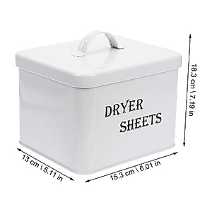 ULTECHNOVO Modern Farmhouse Metal Laundry Dryer Sheets Holder Fabric Softener Dispenser with Lid for Laundry Room Decor and Accessories and Space Saving Laundry Room Organization and Storage White