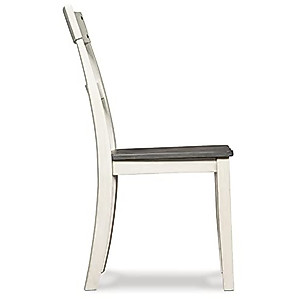 Signature Design by Ashley Nelling Modern Farmhouse Weathered Dining Chair, 2 Count, White & Dark Brown